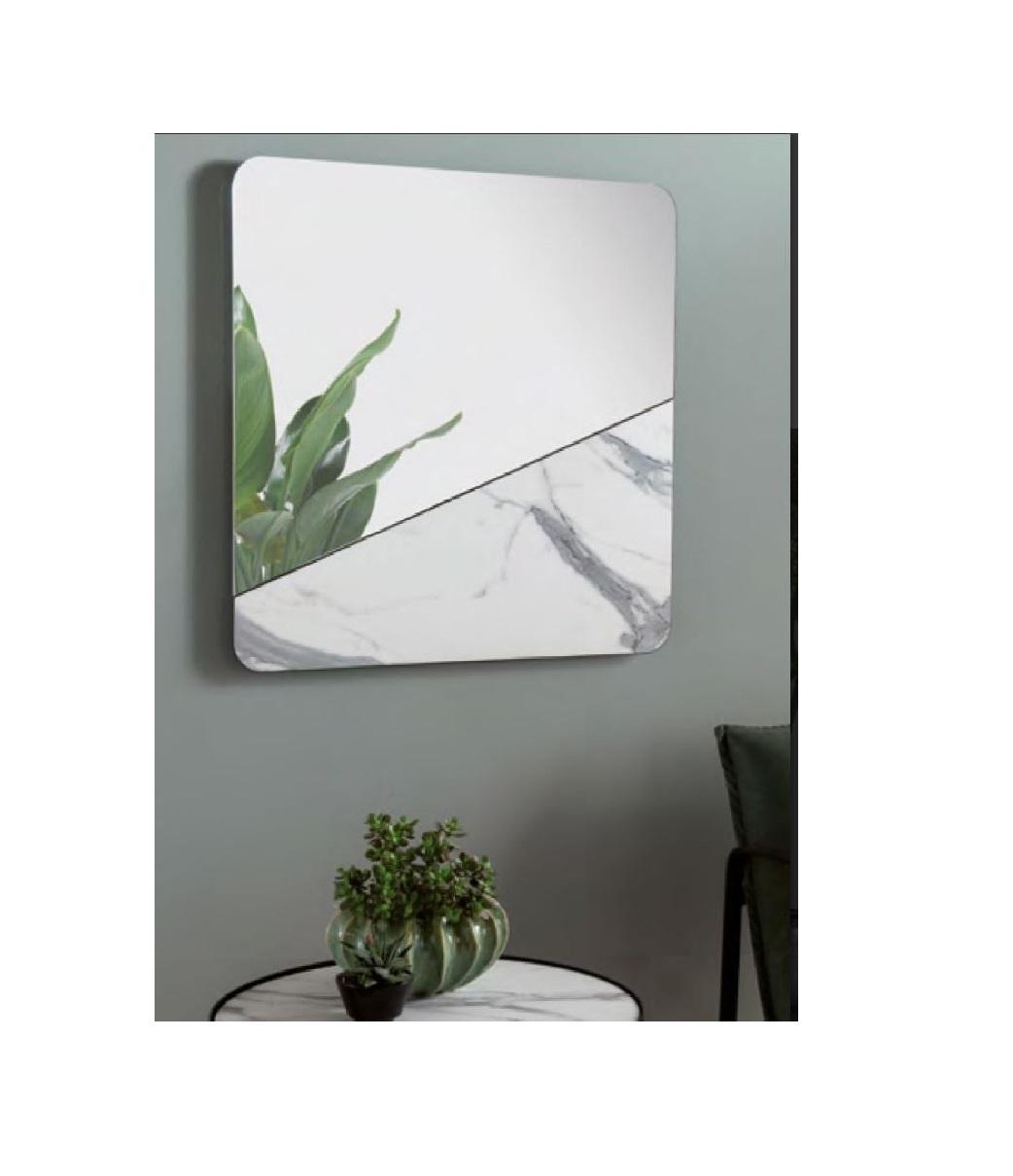 specchio quadrato moderno con decoro effetto marmo mis 80x80 cm - Beautiful