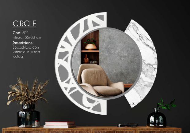 Specchio moderno con decoro effetto marmo mis 85x83 cm SP2 - Beautiful