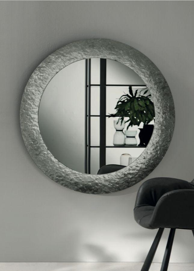 specchio moderno argento effetto martellato diam 120 cm - Beautiful