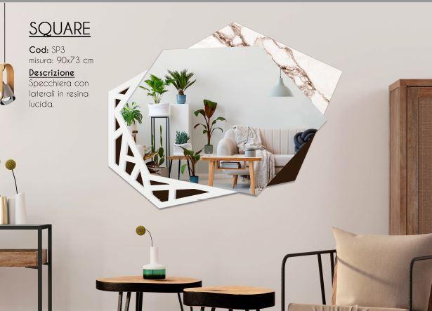 specchio moderno con decoro effetto marmo mis 90x73 cm SP3 - Beautiful