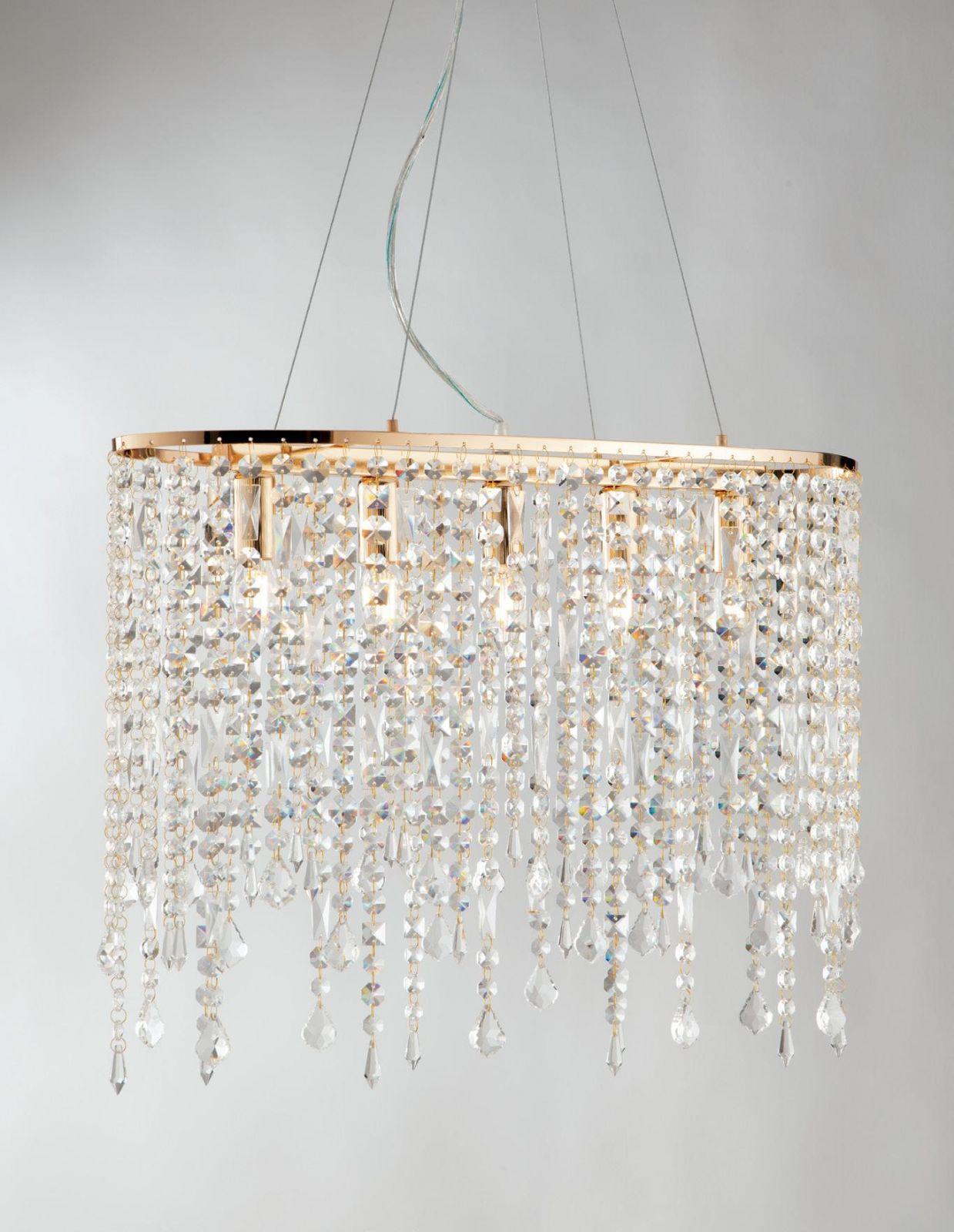 lampadario a sospensione oro con cristalli 5 luci L 67 BREEZE – Beautiful